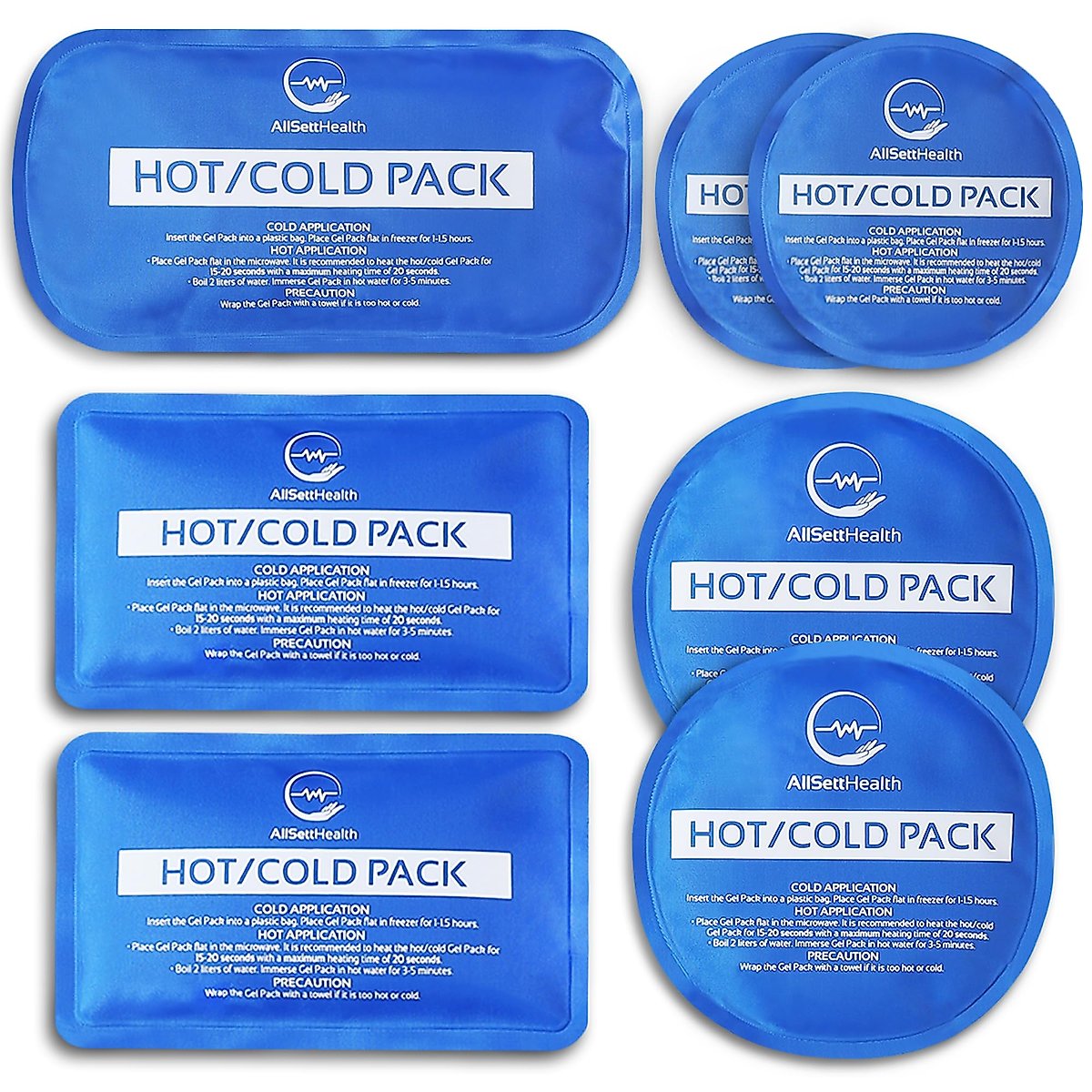 Reusable Hot and Cold Ice Packs for Injuries Reusable – 7 Piece Flexible Ice Packs in Multiple Shapes and Sizes – Multi Use Ice Pack for Back Pain Relief, Neck, Shoulder