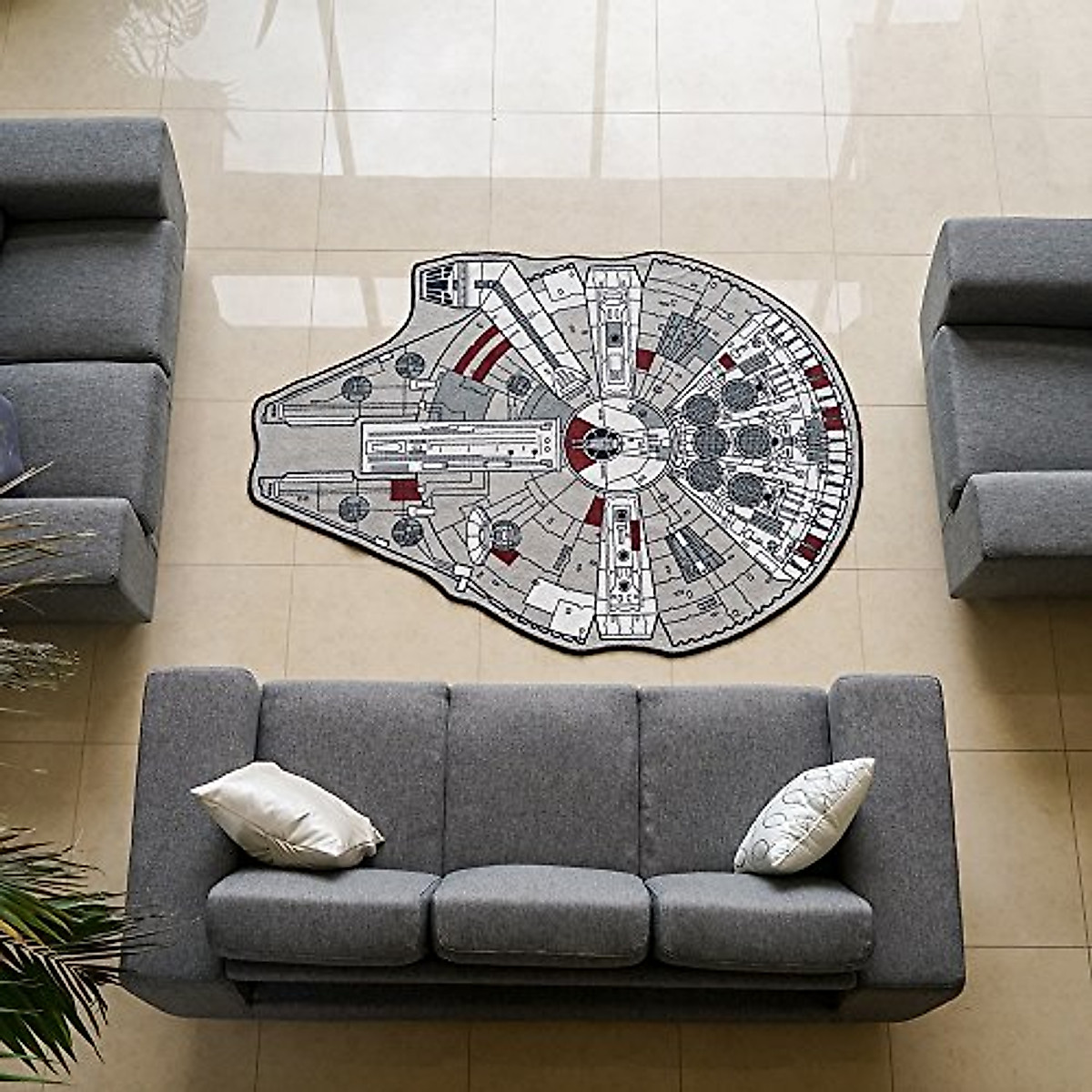 Star Wars Han Solo's Millennium Falcon Large Area Rug Decor | Indoor Floor Rug Mat | Rugs for Living Room, Bedroom, Kids Room, Playroom | 79 x 104 Inches