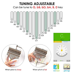 Kalimba, AKLOT Thumb Piano 17 Keys Crystal Finger Piano Rainbow Bear Start Kits with Protective Case Tuning Hammer Study Booklet Cleaning Cloth