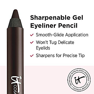 IT Cosmetics Superhero No-Tug Gel Eyeliner, Fantastic Espresso - Rich Dark Brown - Waterproof, Blendable Formula - Sharpenable Pencil - 0.042 oz