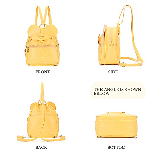 Girls Bowknot Polka Dot Cute Mini Backpack Small Daypacks Convertible Shoulder Bag Purse for Women (Light Yellow)