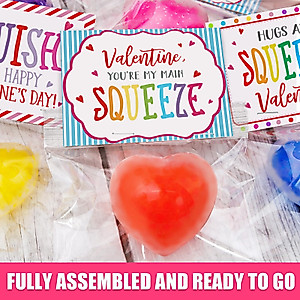 ORIENTAL CHERRY Valentines Day Gifts - 24 Pack Valentines Cards with Heart Balls - Fidget Toys Bulk Valentines Gift Exchange for Class Classroom, Party Favors Supplies