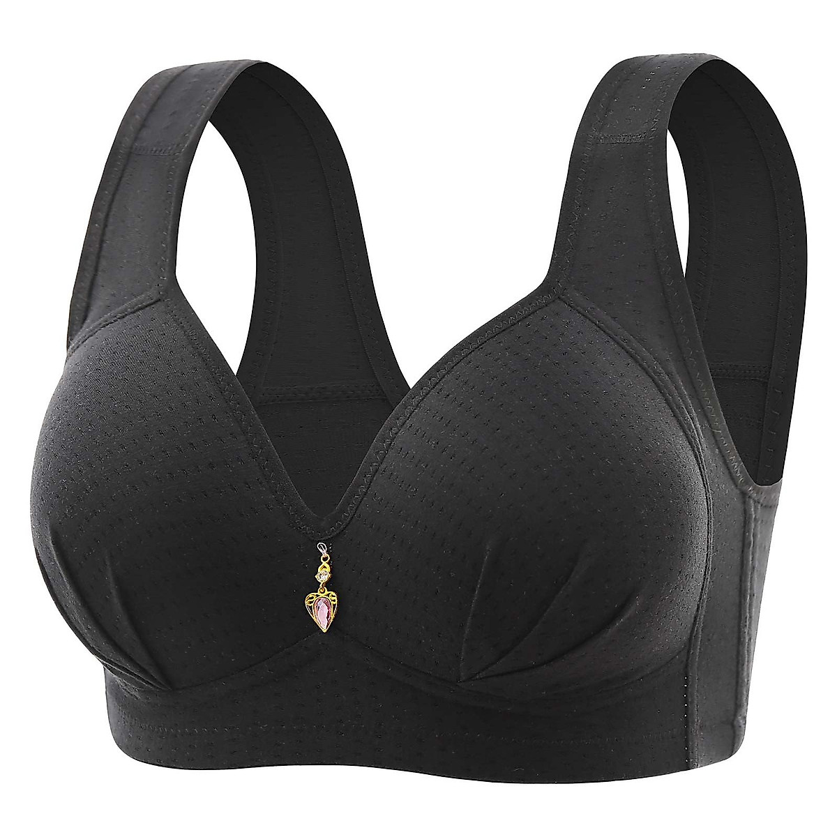 TIANEK Funny Gifts Under 5 Dollars Woman's Wireless Full Coverage Bralette Mesh Breathable Bra Underwear Push Up Comfort Corset Bra Cute Charm Daisy Bras Black