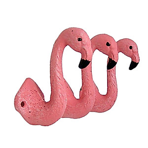 Pink Flamingo Cast Iron Wall Hook 4 Inch (Set of 3)