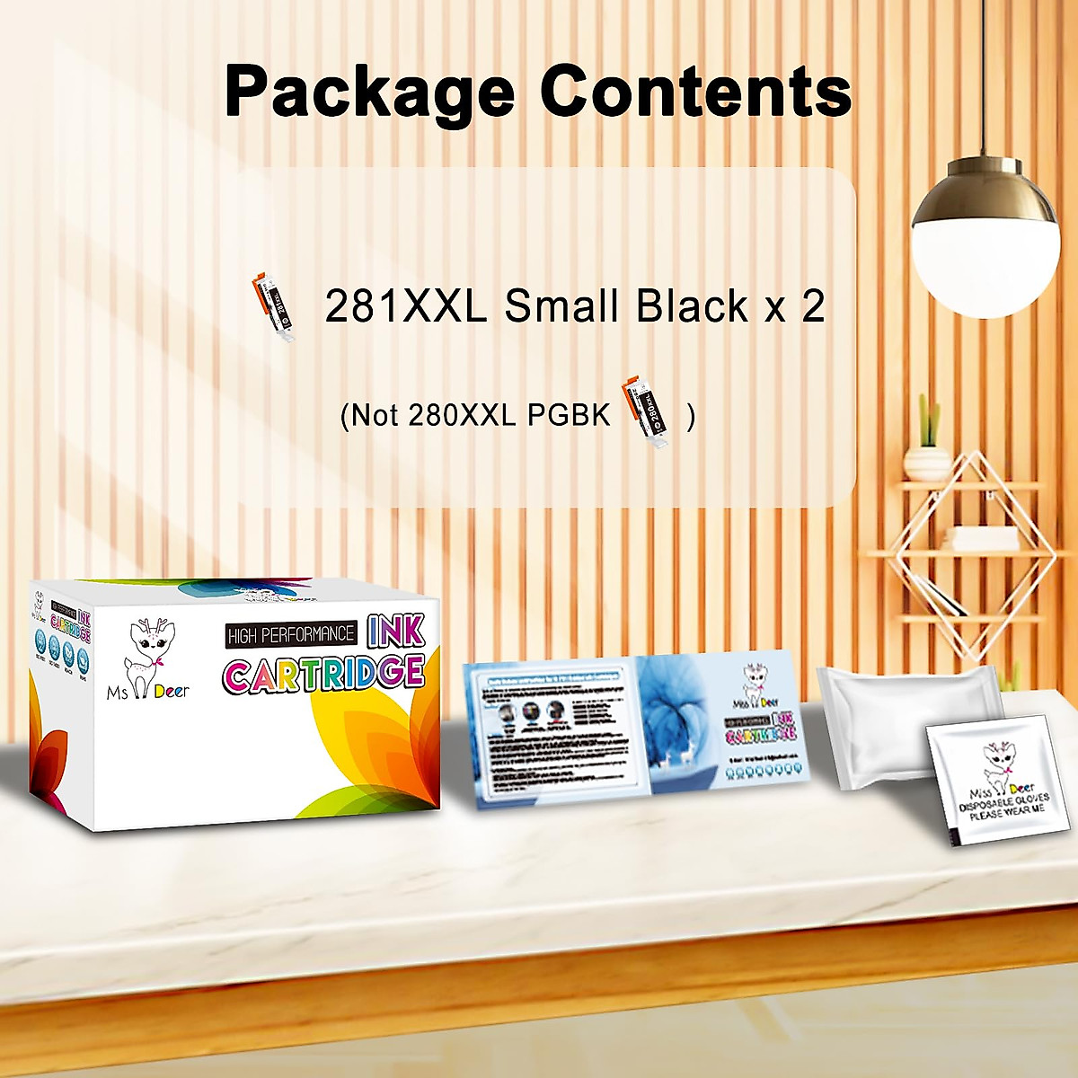 Miss Deer Compatible 281 Black Ink Cartridges Replacement for Canon CLI-281XXL CLI281XXL for Pixma TR7520 TR8520 TS6120 TS6220 TS8120 TS8320 TS9120 (Small Black) 2-Pack