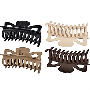 79Style Hair Clips for Women, 4.7 Inch Big Claw Clips for Thick Long Hair, Non-slip Durable Large Hair Clips, Extra Large Giant Hair Clamps, Strong Hold, 4 Pack (Brown)