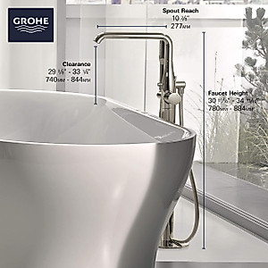 GROHE 2349100A Essense Single-Handle Freestanding Bathtub Faucet with Handheld Shower, Brass, Starlight Chrome