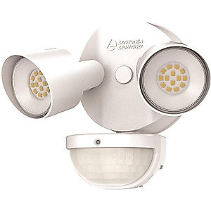 Lithonia Lighting HGX LED 2RH 40K 120 MO WH M2 HomeGuard Security Flood Lights, 4000 Lumens, 2-Light, Photocell Sensor and Motion Detection, White