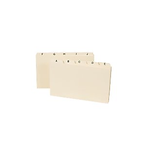 Smead Card Guide, Plain 1/5-Cut Tab (A-Z), 8"W x 5"H, Manila, 25 per Set (57076)