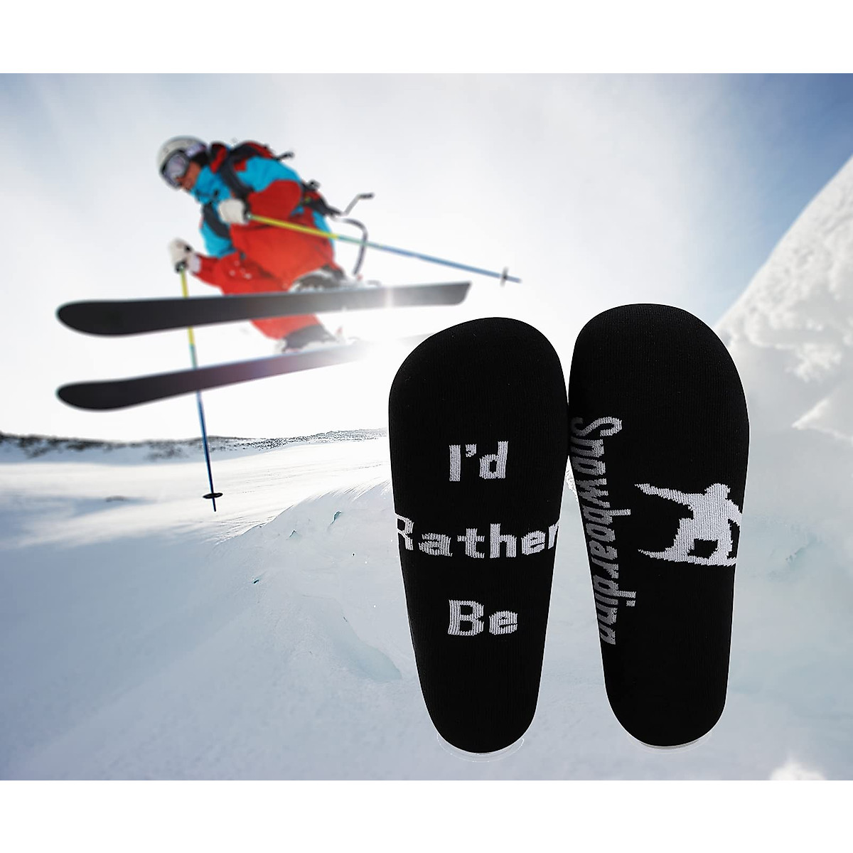 G2TUP Skiing Socks Skier Gift Snowboarder Casual Socks for Snowboarding Lovers I’d Rather Be Snowboarding (Skiing Socks)