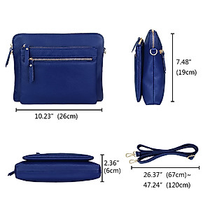 YALUXE Small Crossbody Bags for Women Real Leather Purse Crossover Sling Handbag Over the Shoulder Bag with 4 Zip Pockets