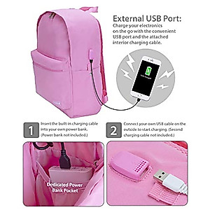 Rockland Classic Laptop Backpack, Pink, Large
