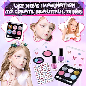 GIFTINBOX Kids Makeup Kit for Girl Toys, Washable Girls Makeup Kit for Kids with Bag, Makeup Sets for Girls Toddler Princess Toys Birthday for Girls Age 3 4 5 6 7 8 9 10 11 12 Year Old