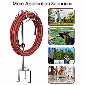 Stainless Steel Hose Holder, Meykwod Garden Hose Holder Freestanding, Water Hose Holders for Outside, In ground Heavy Duty Hose Organizer Outdoor, Hose Rack for Outside Yard