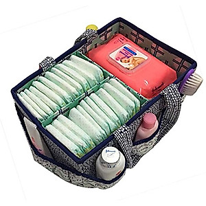 Bacati Tribal Nursery Fabric Storage Caddy with Handles, Mint/Navy