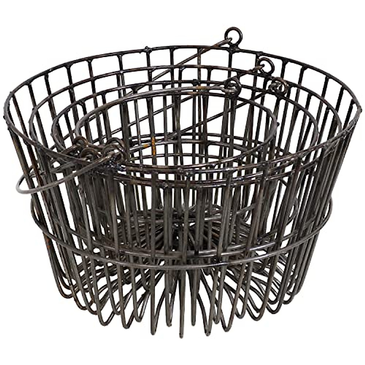 Sunnydaze 4-Piece Rustic Metal Nesting Baskets with Handles - Farmhouse Style Bins for Indoor/Outdoor Home Storage and Decor