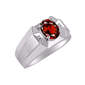 Rylos Classic Oval Garnet & Diamond Ring - January Birthstone*