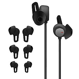 kwmobile 6X Replacement Ear Tips Compatible with Huawei FreeLace Pro - Silicone Tips for Earphones - Black