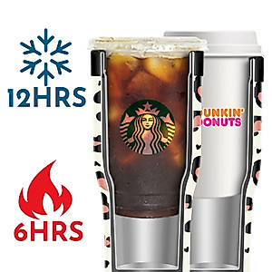Universal Iced Coffee Sleeve - Upgraded Double Wall Reusable Stainless Steel Holder Sleeves Insulator for Cold Drinks Fits Starbucks Dunkin Donuts McDonalds Small Medium Large Cups (Luxy Leopard)