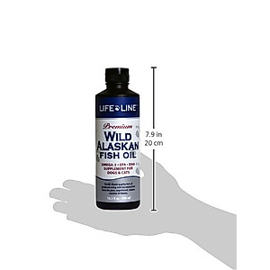 Life Line Pet Nutrition Wild Alaskan Fish Oil Omega-3 Supplement for Skin & Coat – Supports Brain, Eye & Heart Health in Dogs & Cats, 16.5oz