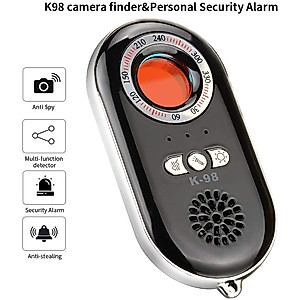 XinYu Anti-Spy Hidden Camera Detector Infrared Portable Safesound Personal Alarm 3-in-1 Functionality Defense Emergency Alert with Mini LED Flashlight for Home Hotel Travel Suitcase Security Box