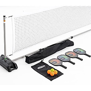 Lifetime Pro Pickleball Set – Includes Pickleball Net, 4 Paddles, 3 Outdoor Pickleballs, 1 Indoor Pickleball, 2 Portable Bases, Steel Poles, Paddle Bag, and Bag for Complete Set