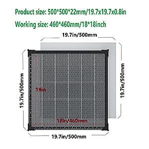 Honeycomb Laser Bed 19.7 x 19.7 x 0.8 Inch Honeycomb Working Table for Laser Engraver Cutting Machine, Honeycomb Working Panel with Aluminum Plate