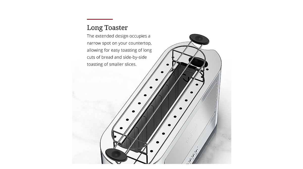 Russell Hobbs TRL9300GYR 2-Slice Glass Accent Long Toaster, Silver ...