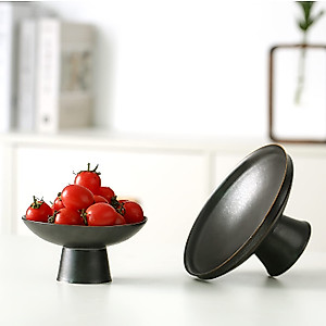 Porcelain Footed Bowl,Small Cute Snack Bowl for Ice Cream Dessert, Miso Soup, Side Dishes, Condiment (Black)