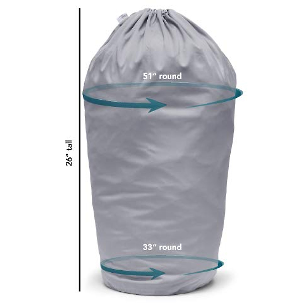 Kanga Care Seam Sealed Drawstring Reusable Diaper Pail Liner Large Barrel Shape 26" height x 51" top x 33" base | Peacock