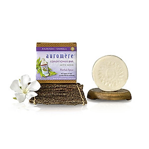 Auromere Ayurvedic Conditioner Bar for All Hair Types – Vegan, Non-GMO, Deep Moisturizing, Nourishing Herbal Formula with Neem, Zero Waste, Recyclable packaging (2.12oz solid bar), 1 Pack