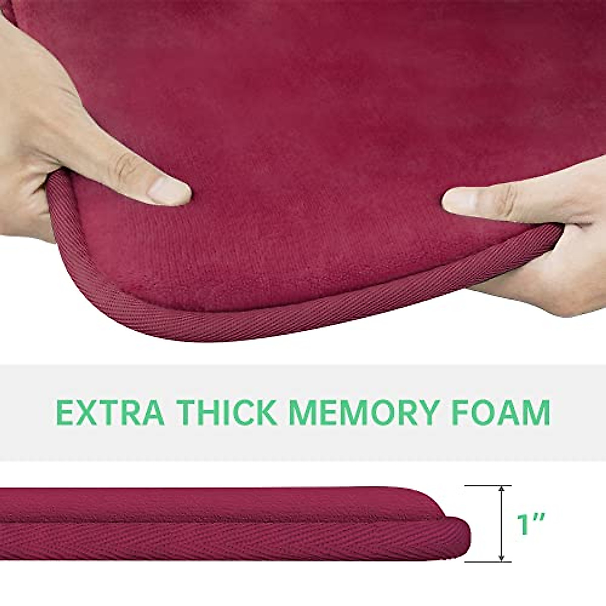 Small Memory Foam Bathroom Mats 17 "X 24" Non Slip 0.7" Extra Thick Super Absorbent Bath Rugs Carpet Super Cozy Quick Dry Machine Wash Red