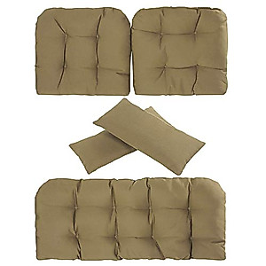 Art Leon Outdoor/Indoor Home Chair Seat Cushions 5 Pieces Seat and Back Cushion Set for Patio Deep Seat, Wicker Loveseat, Settee, Bench, Brown