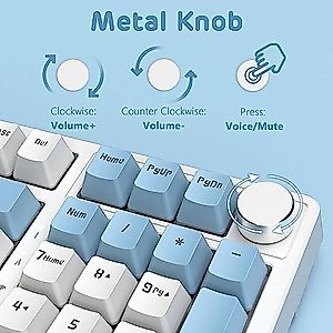 99 Keys Wireless Mechanical Keyboard with Coiled Cable, Bluetooth5.0/2.4G/Wired Gaming Keyboard, RGB Hot Swappable Red Switch Keyboard with Knob Control, PBT Keycaps,Gasket Mounted for PC/Mac/Windows