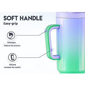 Meoky 40 oz Tumbler with Handle and Flip Straw, 100% Leakproof Tumbler with Lid and Straw, Stainless Steel Insulated Cup, Cupholder Friendly, Keeps Cold for 34 Hours (Fairyland)