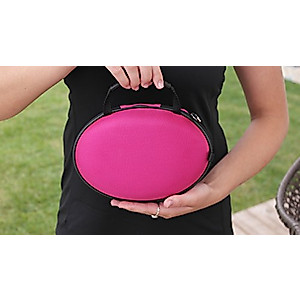 CASEBUDi Oval Hard Shell Headphone Carrying Case | Travel Pouch Protection Compatible with Foldable Headphones | Pink Ballistic Nylon