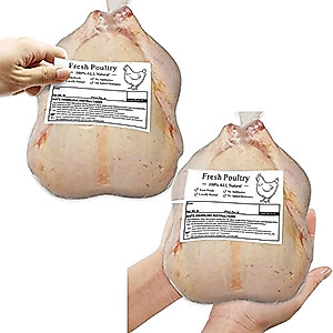 Poultry Shrink Bags 10"x16" 50Pack Clear Poultry Heat Shrink Wrap BPA Free Freezer Safe with 50 Zip Ties,50PCS Freezer Labels and a Silicone Straw for Chickens,Rabbits