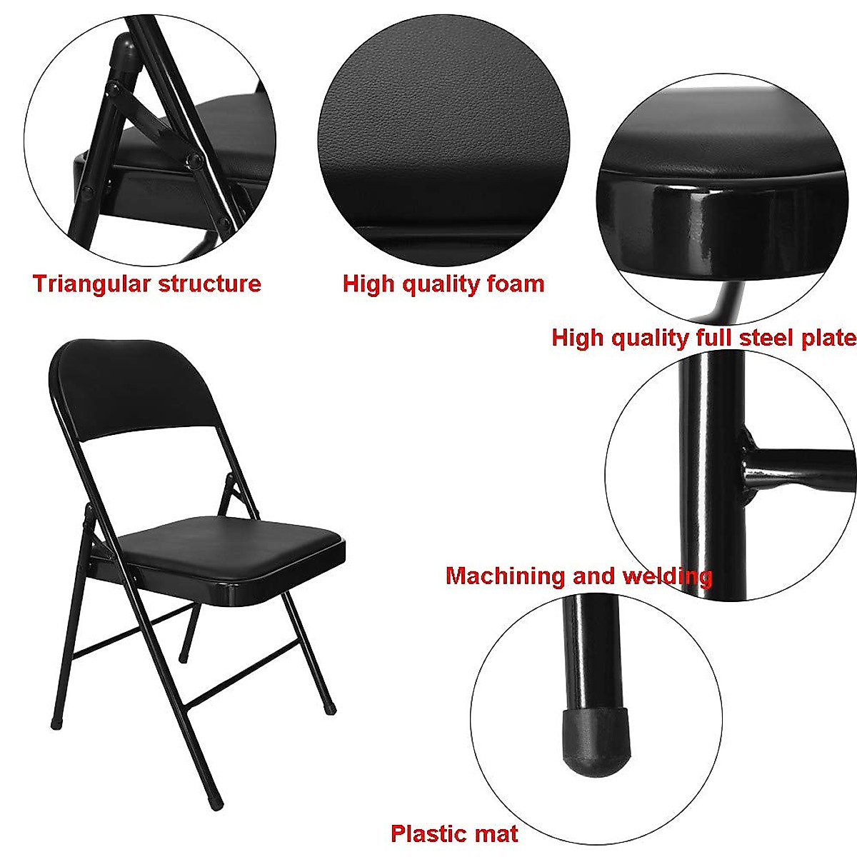 Executive Conference Task Office Chair,Folding Super Load-Bearing Steel Plate Chair, PU Leather,Double Sponge,Ergonomic,Anti-Slip Mat Silent(Ship from US!)