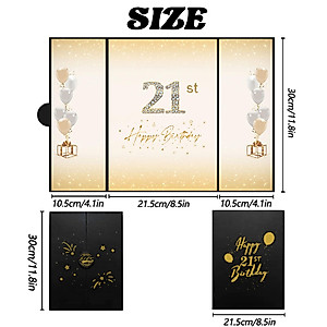 Crenics 21st Birthday Decorations for Her or Him, Creative 21st Birthday Guest Book Alternative, Black and Gold 21st Birthday Signature Book 18 x 12 inch, Great 21 Birthday Gifts for Men or Women