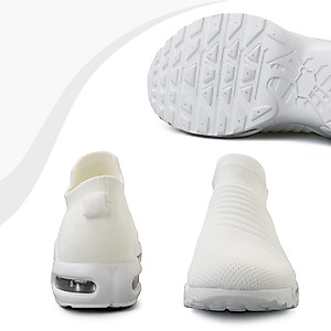 COASIS Women's Walking Shoes Slip on Sock Sneaker Mesh Air Cushion Work Nurse Shoes, Size 7, White