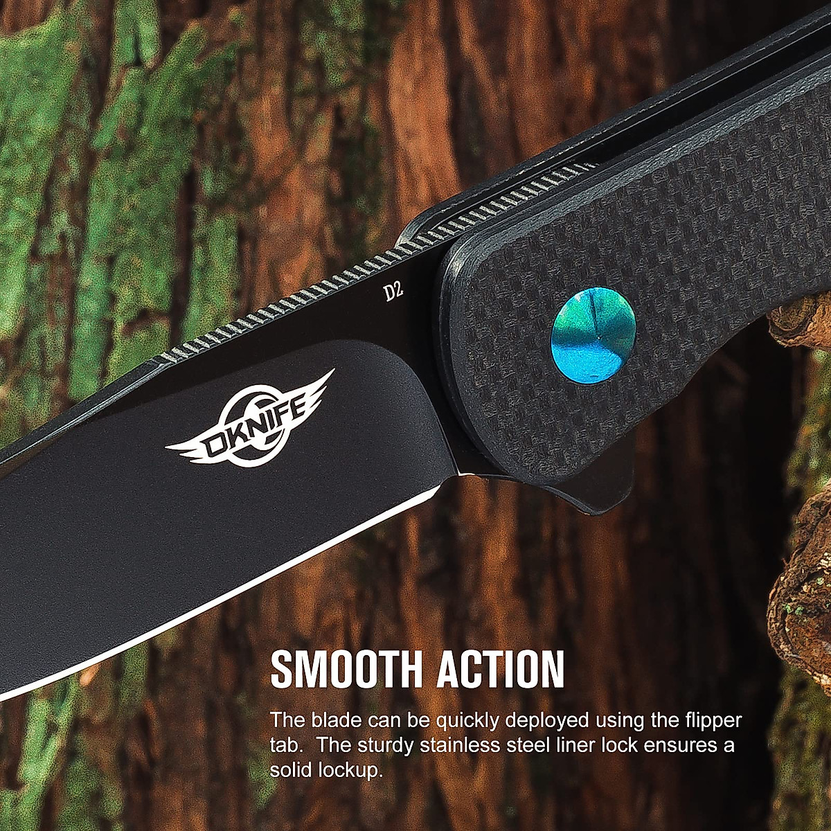 OKNIFE Chital Folding Pocket Knife (3.2inch) Liner Lock Tactical Knifel Bundles with Mini Chital Folding Pocket Knife (2.75 inch) Liner Lock EDC Tactical Knife