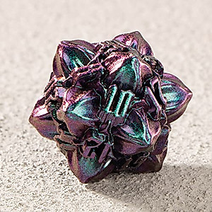 KERWELLSI Metal DND Dice Set, Dungeons and Dragons Dice Set D&D, Purple Role Playing Dice, 7 Piece D and D Dice with Box, Polyhedral RPG Dice D20 D12 D10 D8 D6 D4