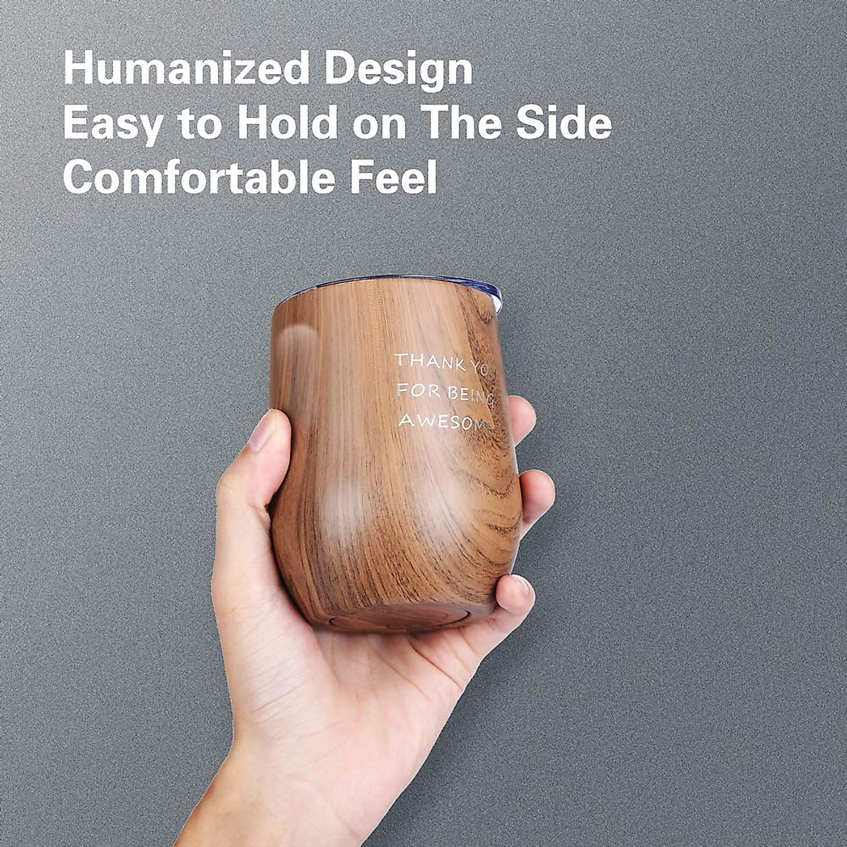 Thank You Gifts, 12oz Wine Tumbler with Lid Stemless Wine Glasses Double Wall Vacuum Travel Mugs Stainless Steel Cup Best Christmas Birthday Gift for Women