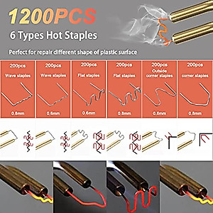 Plastic Welder Staples1200pcs with Storage Box,6 Kinds of Hot Staples for All Cars,Plastic Welding Staples for Repair Machine Car Bumpers,Made of Stainless Steel,Plastic Repair Kit Staples (1200)