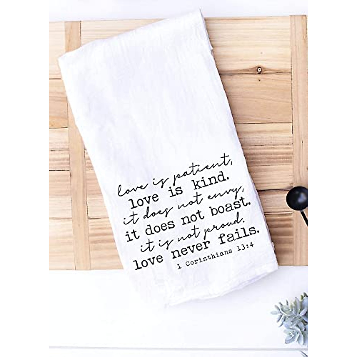Handmade Corinthians Kitchen Towels - 100% Cotton Dish Towel Love is Patient Love is Kind - Valentine Engagement Bridal Shower Newlywed Hostess Gift (Love is Patient Love is Kind)