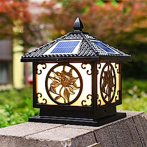 KLFJFD Solar Lights Outdoor,Chinese Pillar Light,Two-Color Adjustable,IP65 Waterproof Outdoor Post Lamp,for Home Garden Courtyard Villa,etc