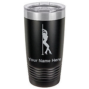 LaserGram 20oz Vacuum Insulated Tumbler Mug, Pole Dancer, Personalized Engraving Included (Black)