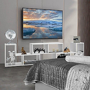 LOKO 3 Pieces Cube TV Stand, Modern Entertainment Center for up to 65 Inch TV, Minimalist TV Console Table, Free Combination Storage Bookcase Shelf for Living Room or Bedroom (White)