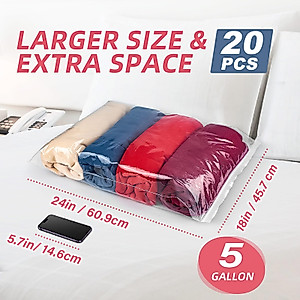 Boeyamto 20 Count 18" x 24" Extra Large Plastic Bags, 5 Gallon Storage Bags for Clothes, Trip, Moving, Camping. Giant Bags for storage. Travel Essential, Perfect Storage Accessories