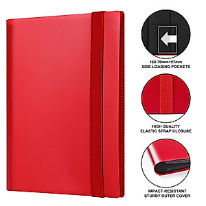GEAoffice 4 Pocket Card Binder - 2 x 2 Trading Card Collection Album Folder - 160 Side Loading Pocket Binder for TCG, MTG, Sports&Game Cards - Gifts for Card Collector Girls (Red)